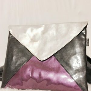 Kenar | Bags | Kenar Plum Black Silver Patent Clutch | Poshmark